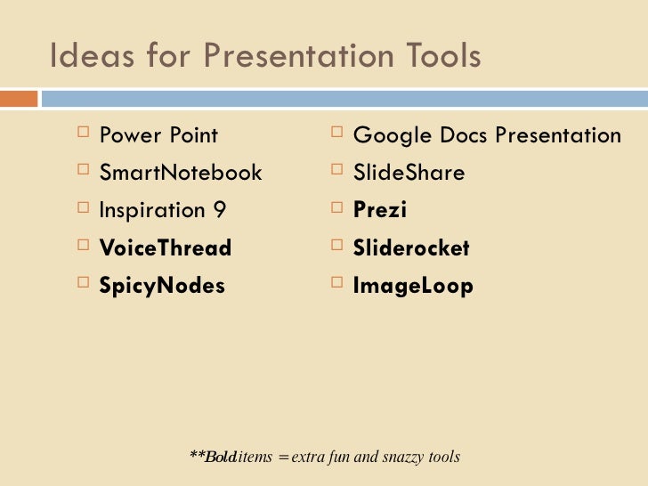 Creative presentation tools