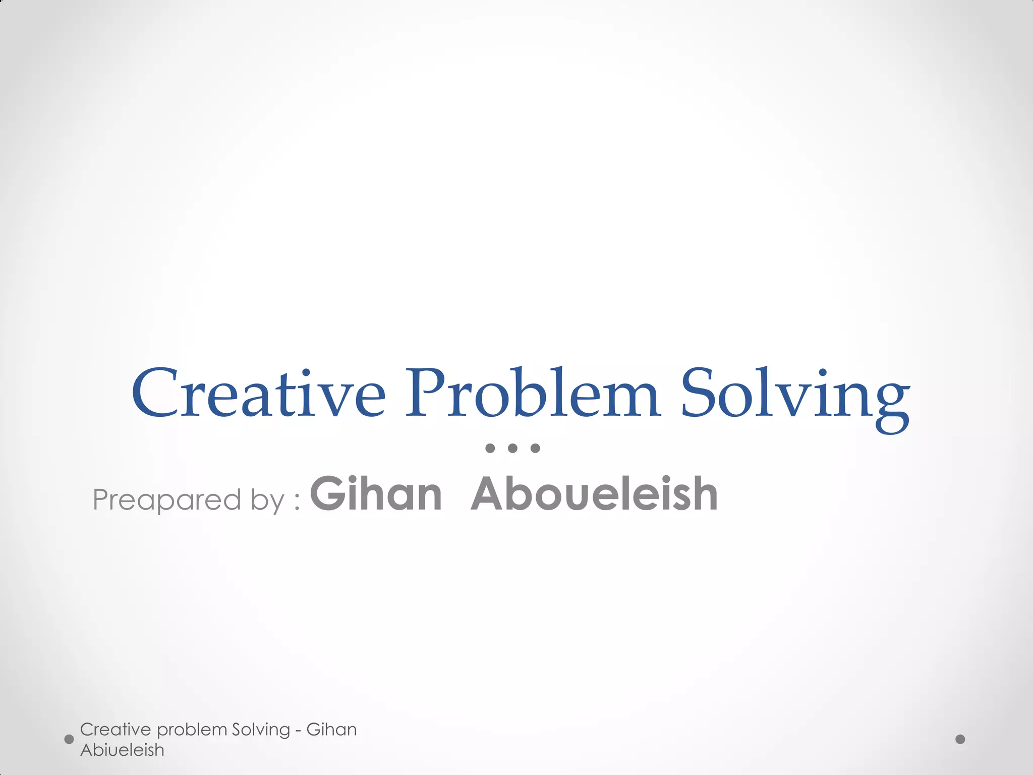 Creative problem solving | PDF