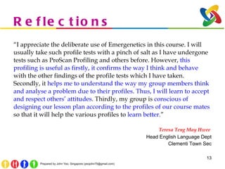 Creative Problem Solving w Emergenetics Reflections | PPT