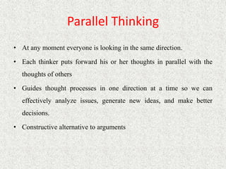 Creative problem solving with six thinking hats | PPTX