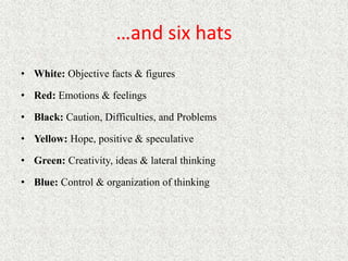 Creative problem solving with six thinking hats | PPTX