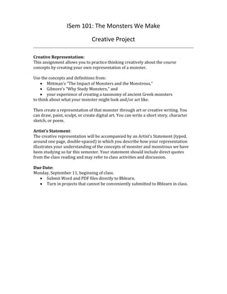 ISem 101 Creative Project Assignment | PDF
