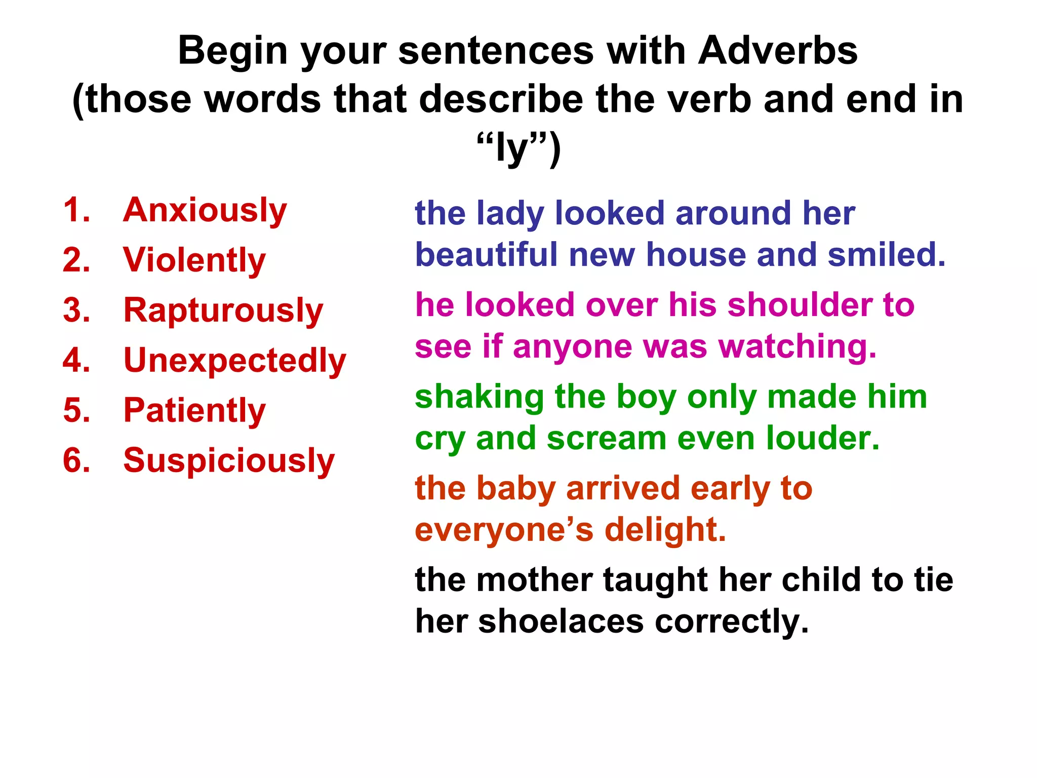 Creative sentence starters | PPT