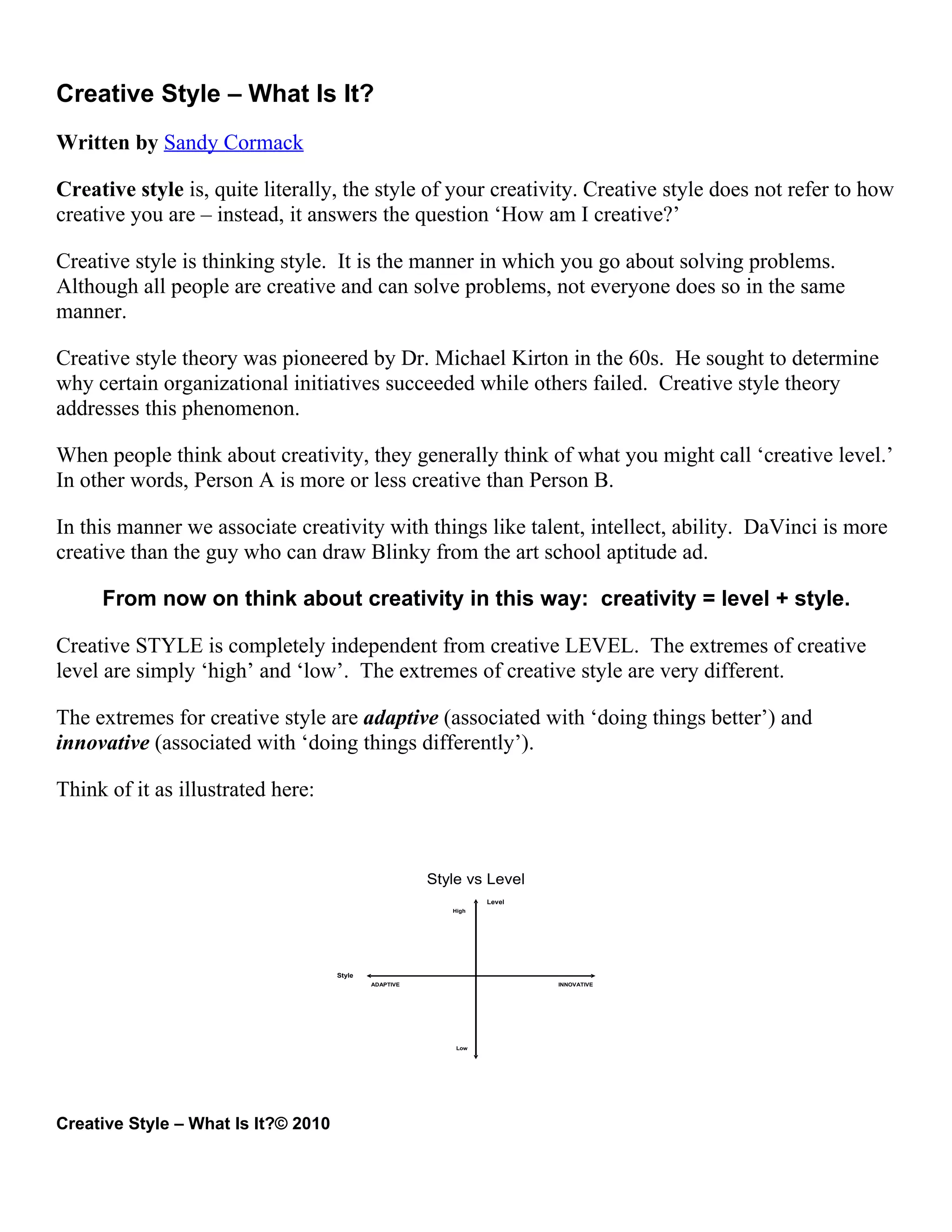 Creative Style What Is It | DOC