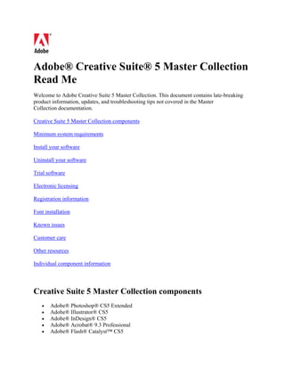 Creative suite 5 master collection read me | PDF