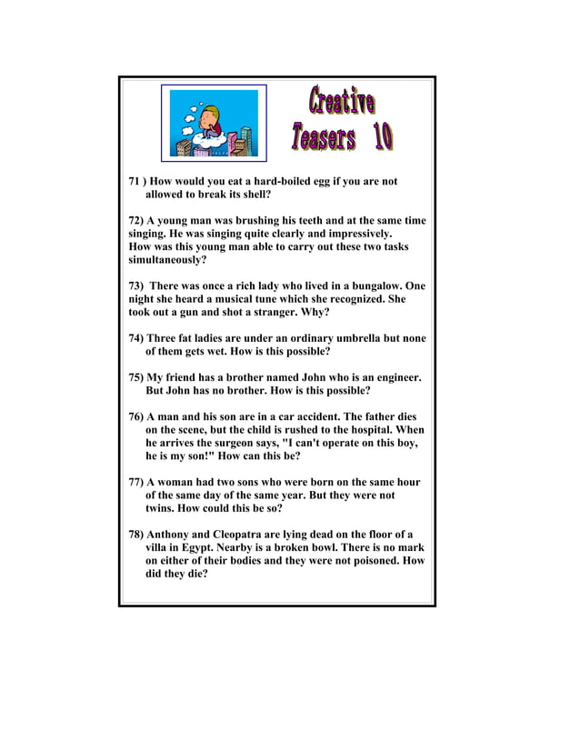 Creative Teasers 10 | PDF