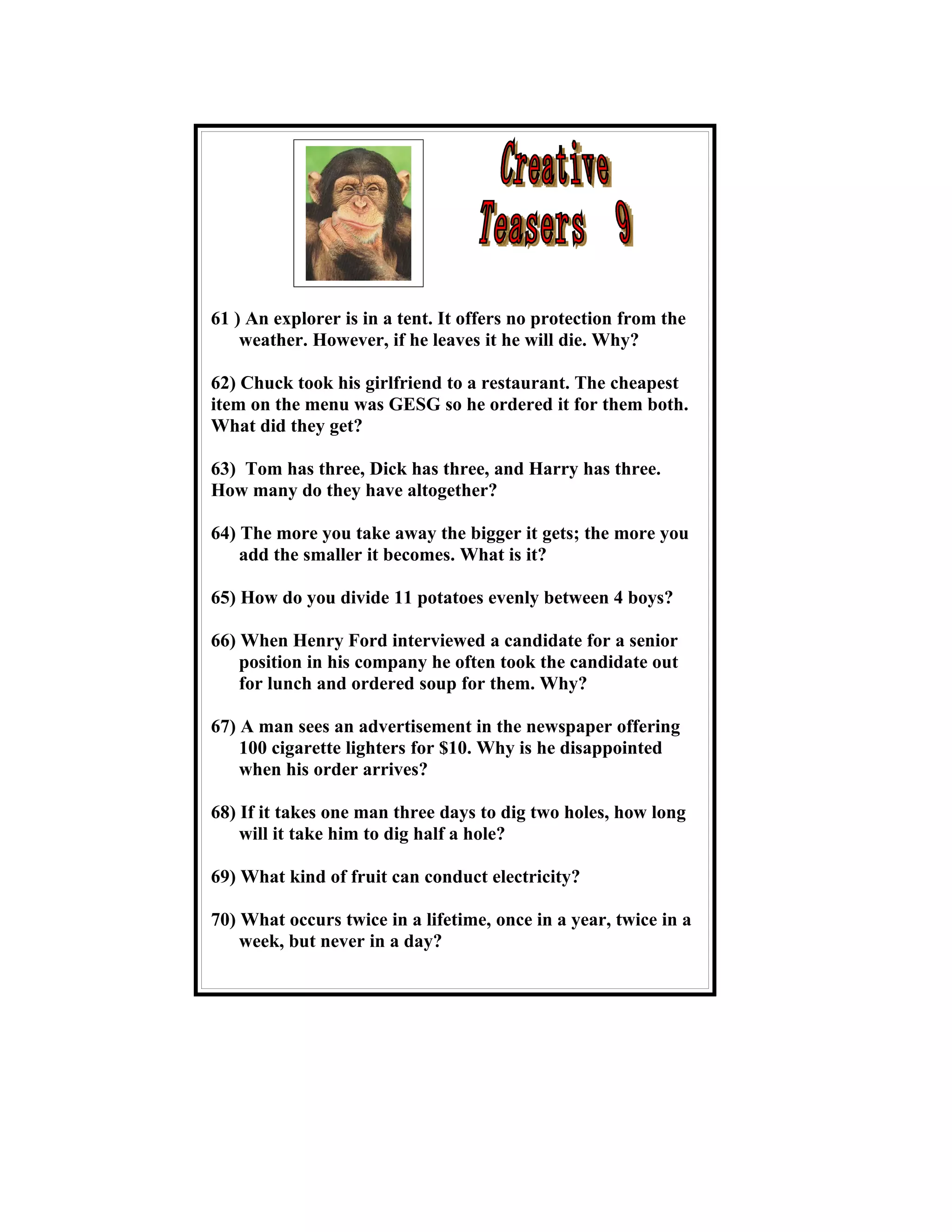 Creative Teasers 9 | PDF