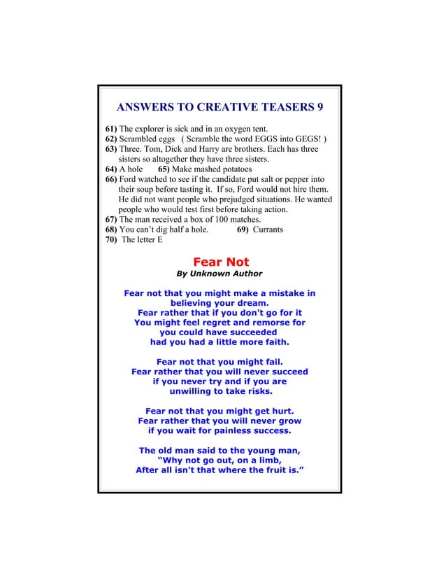 Creative Teasers 9 | PDF