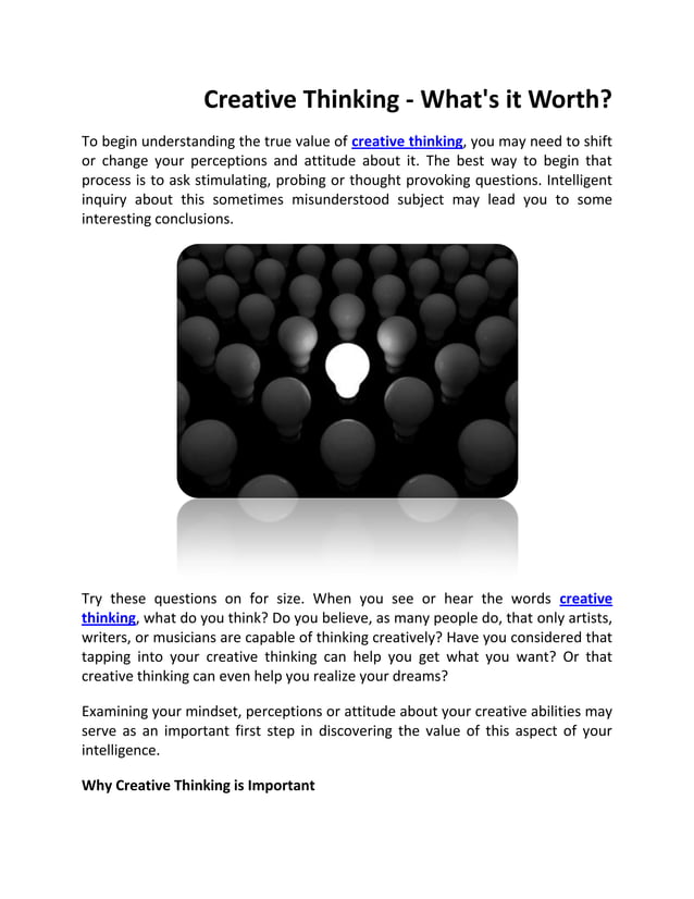 Creative thinking | PDF