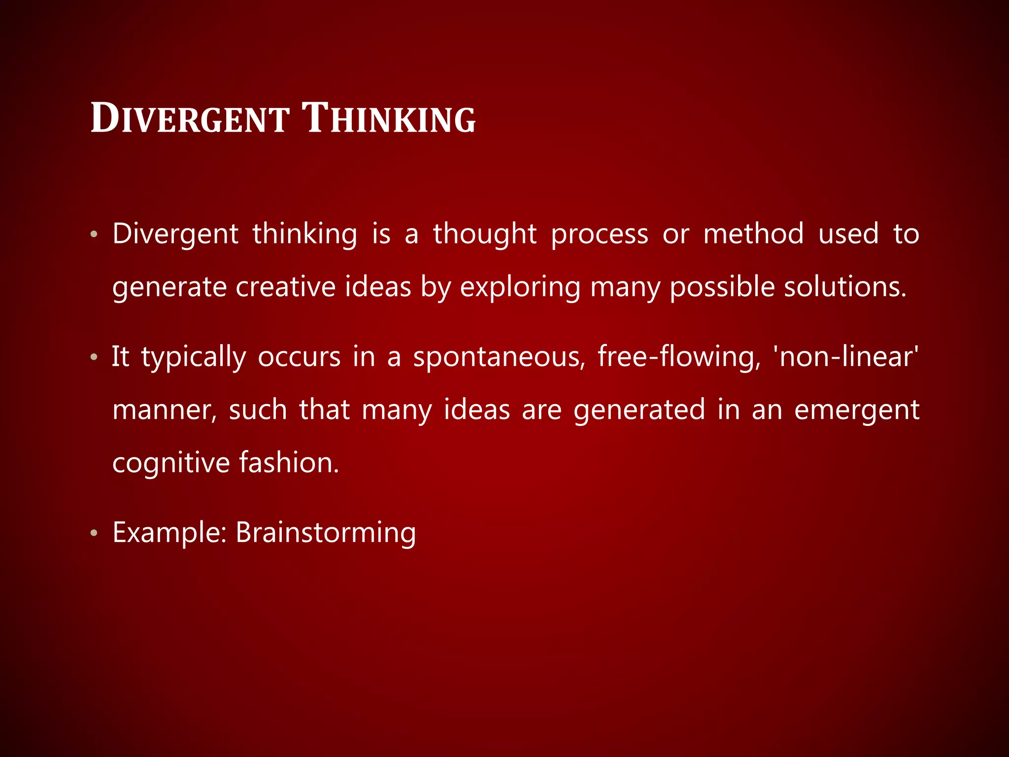 Creative Thinking (Convergent and Divergent thinking) | PPTX