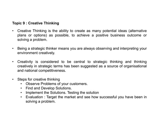 Creative Thinking | PPT