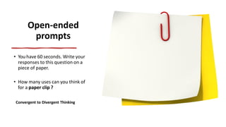 Creative thinking techniques- Divergent thinking | PPT