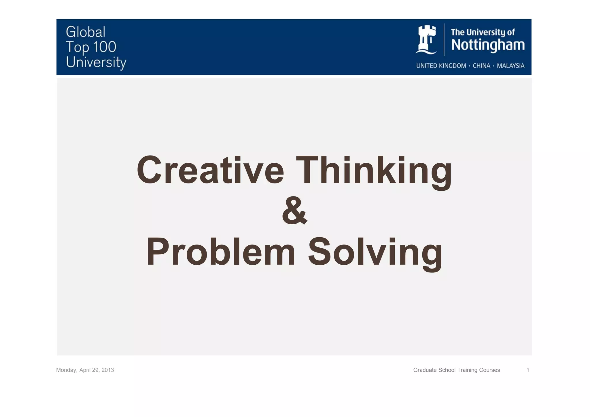 Creative thinking and problem solving | PDF