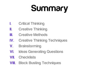 Creative Thinking Presentation | PDF