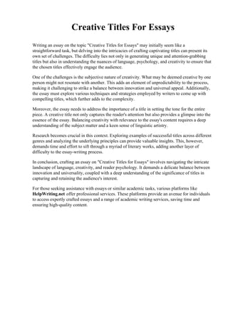 Creative Titles For Essays.pdf