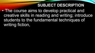 Creative writing lesson 1 | PPTX