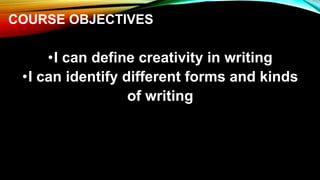 Creative writing lesson 1 | PPTX