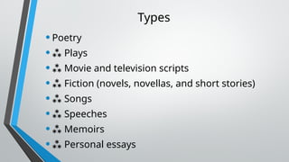CREATIVE WRITING- Different Elements of Stories | PPTX