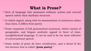 Creative Writing- Elements Techniques, and Literary Devices | PPTX