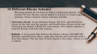 Creative Writing-identify the elements of poetry; 2. appreciate the ...