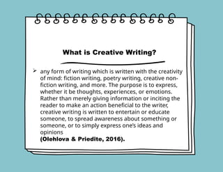 Creative Writing 12 week one powerpointp | PPT