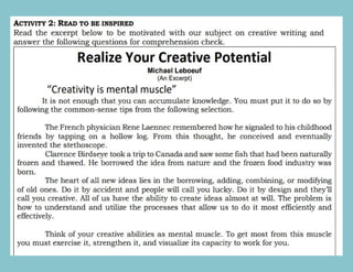 Creative Writing 12 week one powerpointp | PPTX