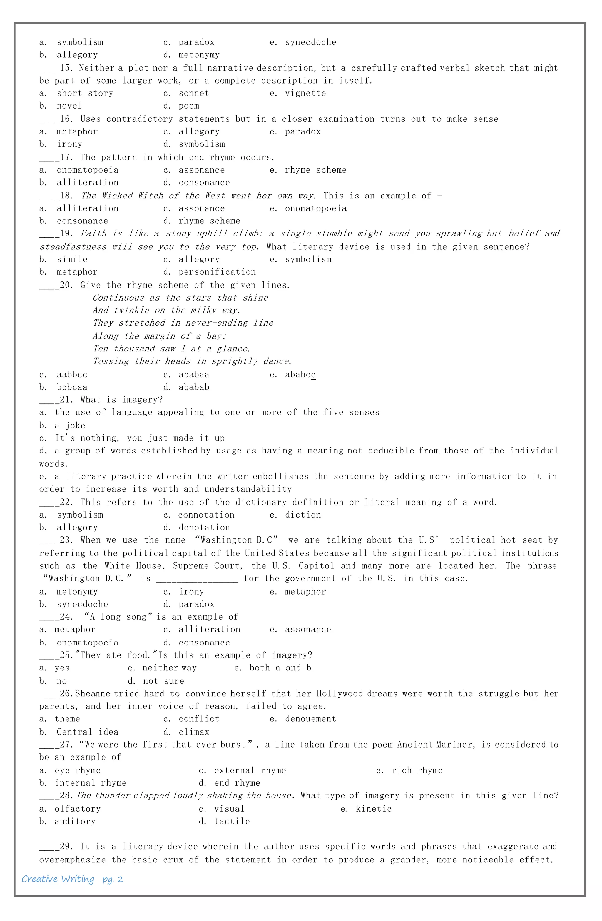 Creative Writing Semi - Finals | DOCX