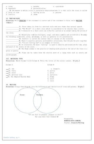 Creative Writing Semi - Finals | DOCX