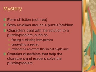 Creative writing genre POWERPOINT Types of Genre.ppt