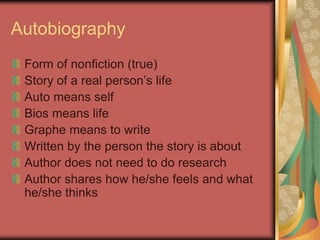 Creative writing genre POWERPOINT Types of Genre.ppt