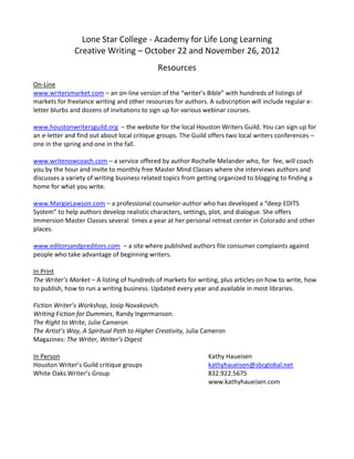 Creative Writing Handout | PDF