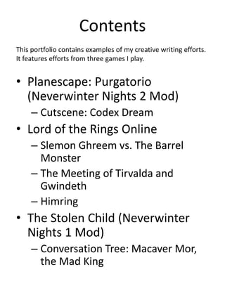 Creative Writing Portfolio | PDF