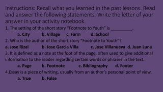 Creative Writing Q2 Module 4 Lesson 1.pptx | Arts and Crafts | Hobbies ...