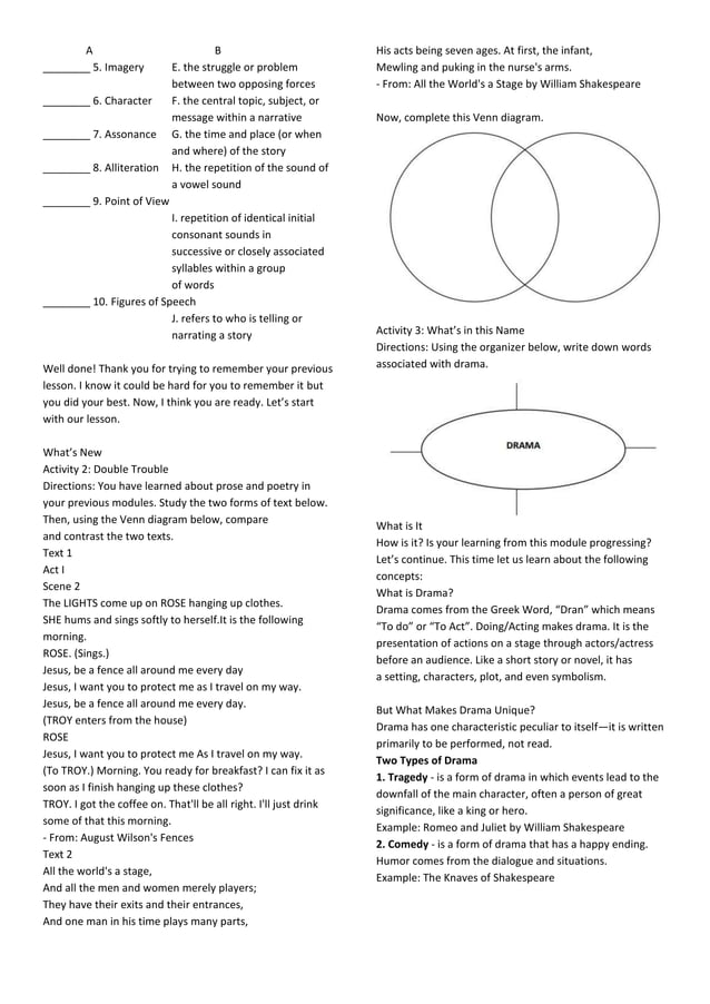 Creative Writing Quarter 2 Resized Modules.docx | Drama | Genres