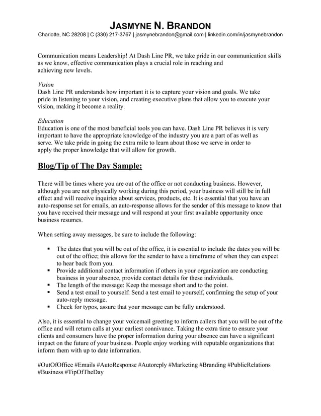 Creative Writing Samples- Jasmyne Brandon | PDF