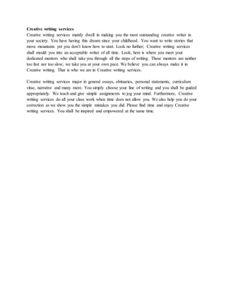 Creative writing services | DOCX | Freelance Writing | Content Production