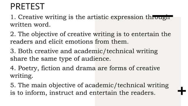 Creative Writing vs Technical writing for Creative Writing Subject | PPTX