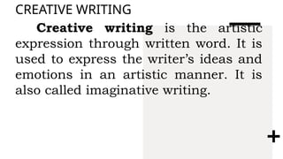 Creative Writing vs Technical writing for Creative Writing Subject | PPTX
