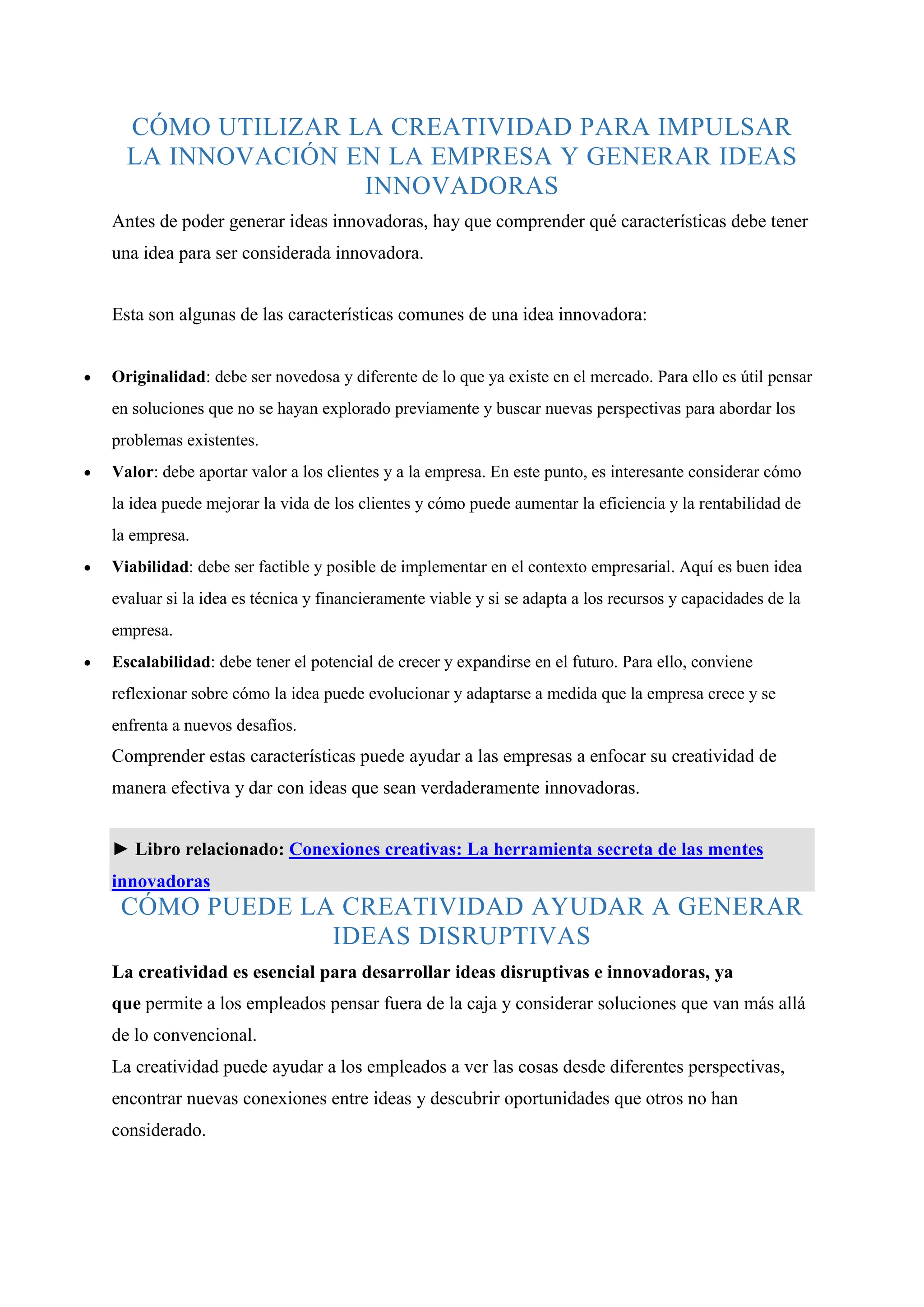 Creatividad e Innovación Empresarial.docx | Startups | Business