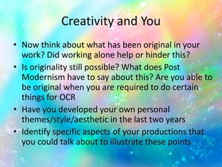 Creativity In A2 Media | PPT | Free Download