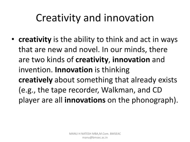 Creativity | PPTX | Arts and Crafts | Hobbies & Interests