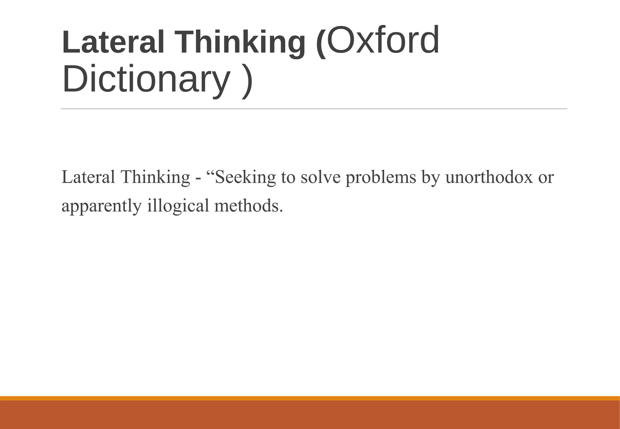 Creativity lateral thinking | PPT