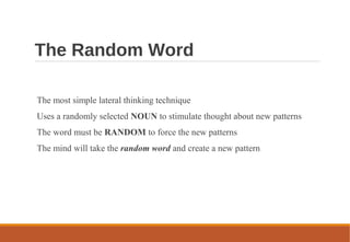 Creativity and lateral thinking | PPT