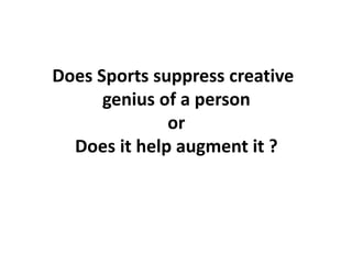 Creativity and Sports | PPTX
