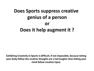 Intersection of Creativity and Sports | PPTX | Track and Field | Sports