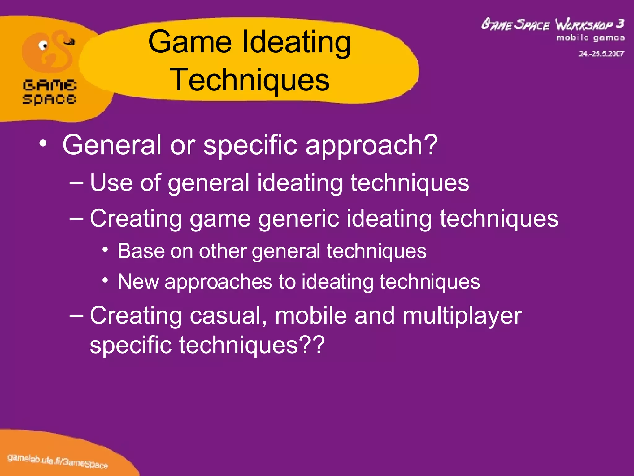 Creativity Techniques in Game Design | PPT