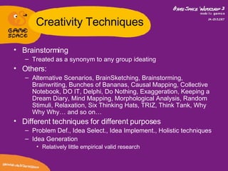 Creativity Techniques in Game Design | PPT