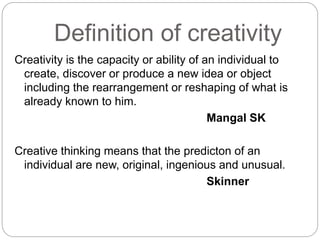 Creativity in nursing | PPTX