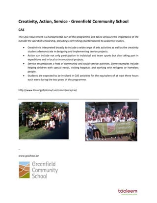 Creativity, Action, Service - Greenfield Community School | PDF