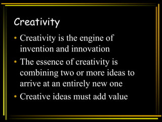 Creativity and innovation | PPT